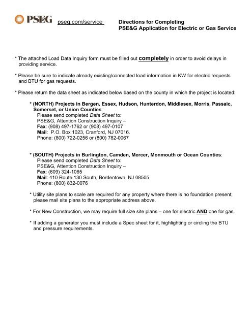 Directions for Completing - PSEG.com