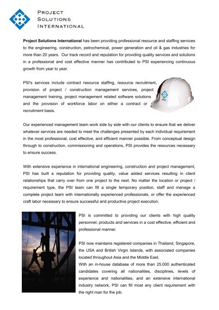 The PSI - Project Solutions International