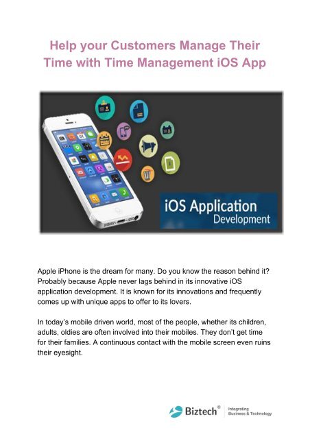 Help your Customers Manage Their Time with Time Management iOS App