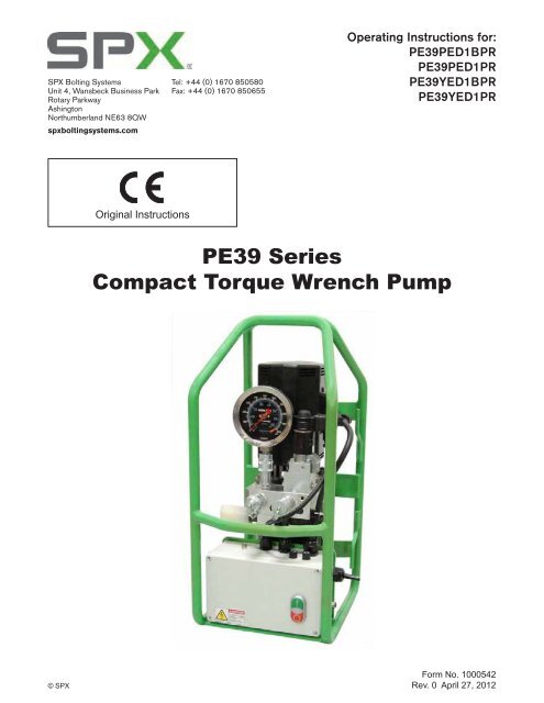 PE39 Series Compact Torque Wrench Pump - SPX