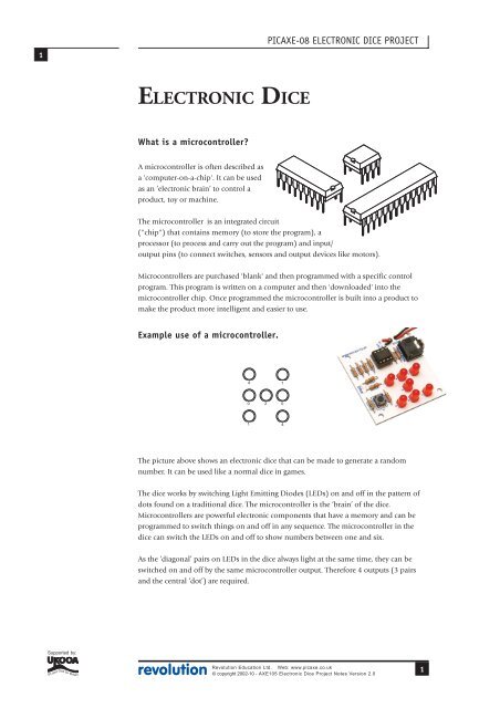 SECTION 5 - THE ELECTRONIC DICE PCB - Picaxe