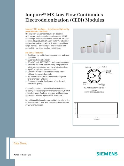Ionpure MX Low Flow CEDI Modules - Siemens