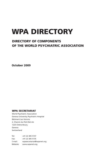 WPA DIRECTORY - World Psychiatric Association WPA DIRECTORY - World Psychiatric Association