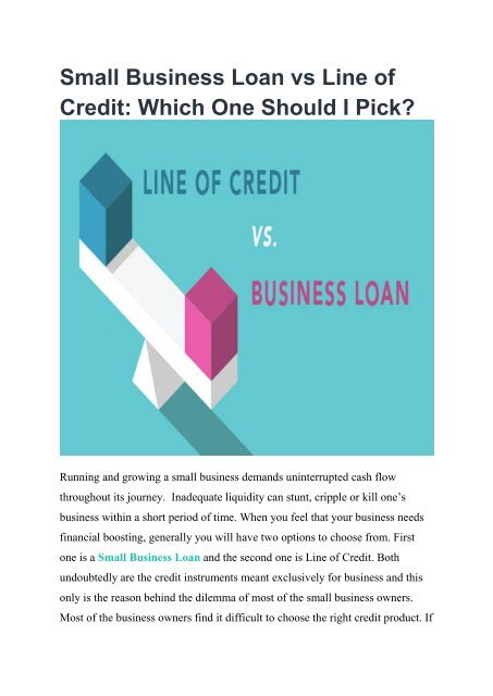 Small Business Loan vs Line of Credit Which One Should I Pick