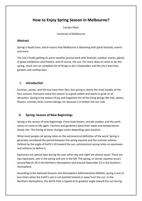 How to Enjoy Spring Season in Melbourne