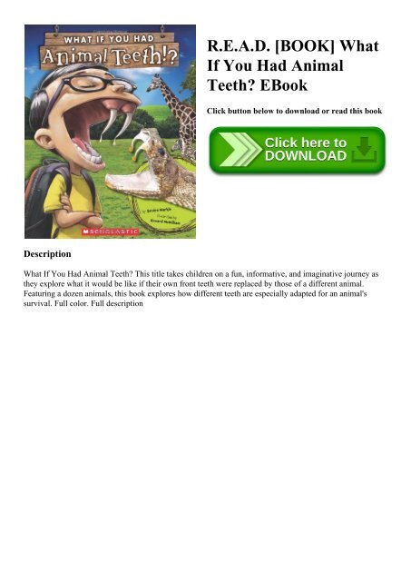 R.E.A.D. [BOOK] What If You Had Animal Teeth EBook