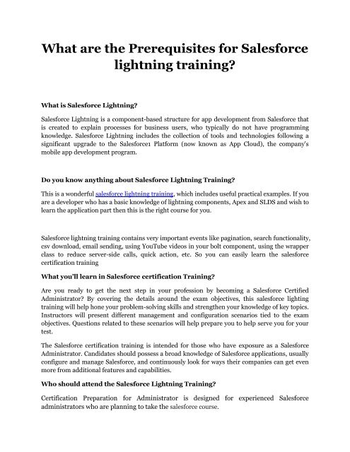 Why Is Salesforce Lightning Training Is Important