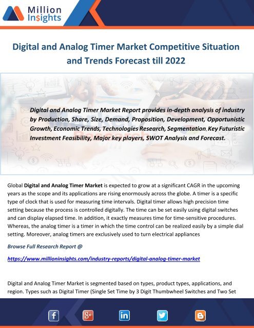 Digital and Analog Timer Market Competitive Situation and Trends ...