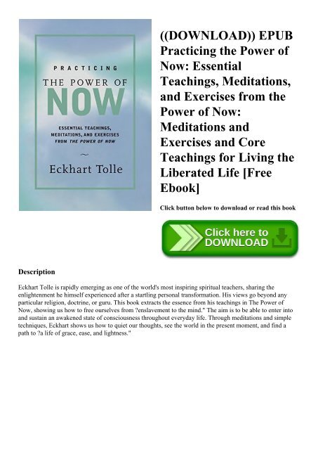 ((DOWNLOAD)) EPUB Practicing the Power of Now Essential Teachings ...