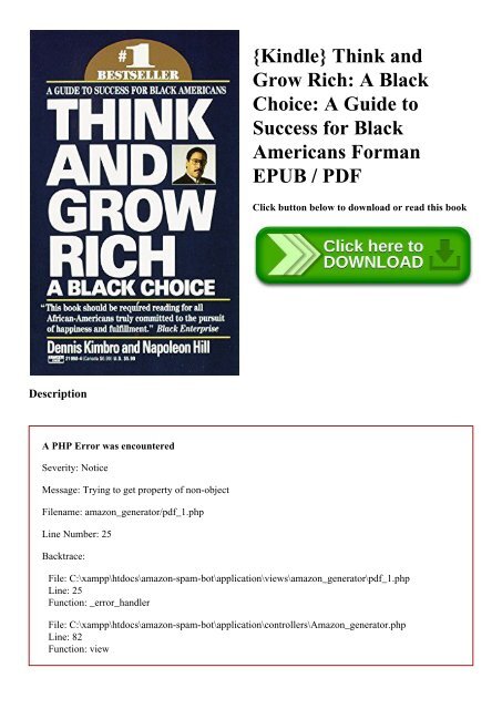 {Kindle} Think and Grow Rich A Black Choice A Guide to Success for Black Americans Forman EPUB PDF