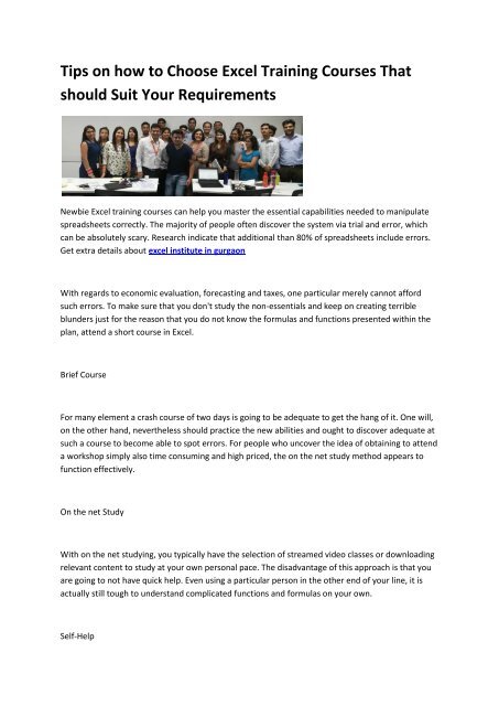 6 ms excel course in gurgaon 6 ms excel course in gurgaon