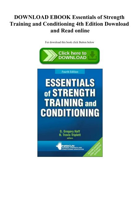 DOWNLOAD EBOOK Essentials of Strength Training and Conditioning 4th ...