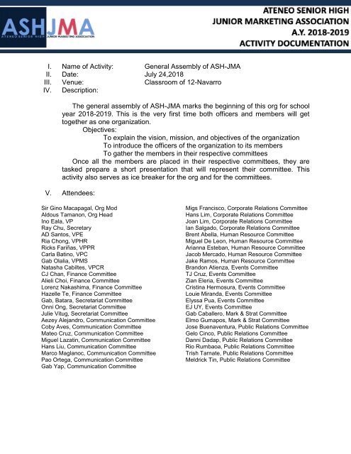 Documentation (General Assembly)