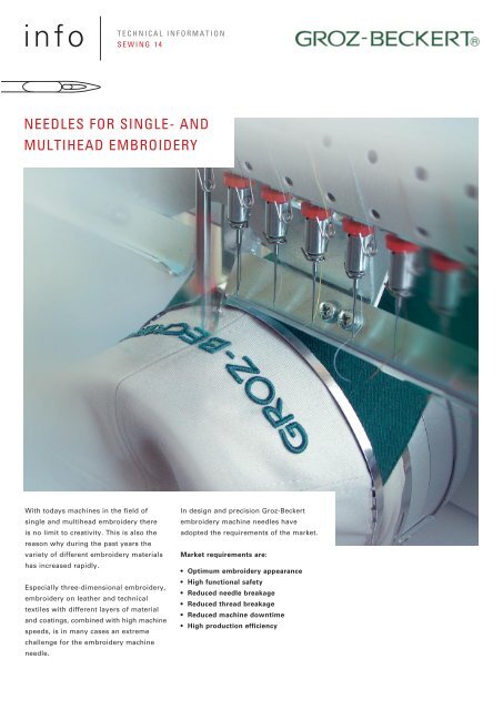 needles for single- and multihead embroidery - Groz-Beckert