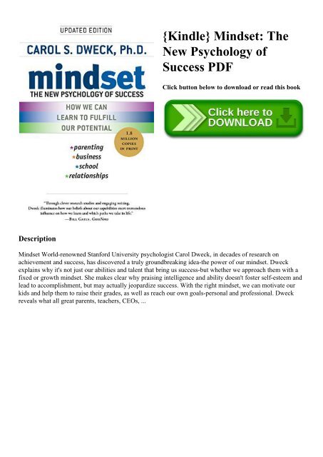 {Kindle} Mindset The New Psychology of Success PDF