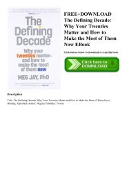 PDF [Download] The Defining Decade Why Your Twenties Matter - and How ...