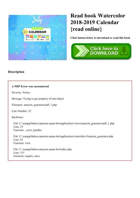 Read book Watercolor 2018-2019 Calendar {read online}