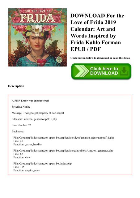 DOWNLOAD For the Love of Frida 2019 Calendar Art and Words Inspired by ...