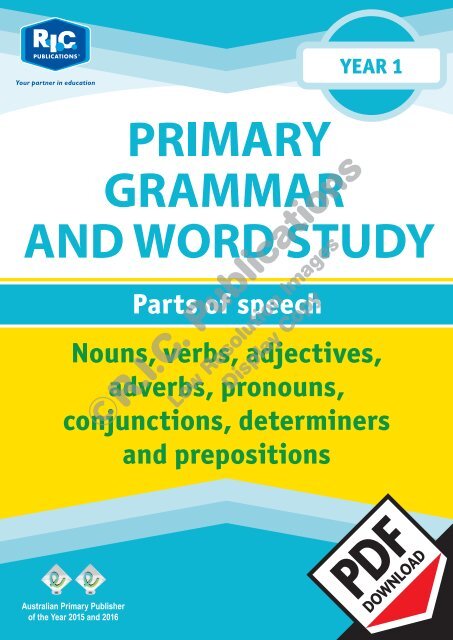 RIC-20226 Primary Grammar and Word Study Year 1 – Parts of Speech