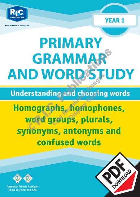 RIC-20227 Primary Grammar and Word Study Year 1 – Understanding and ...