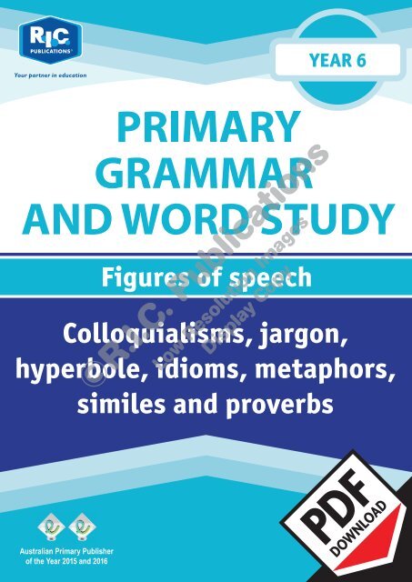 RIC-20249 Primary Grammar and Word Study Year 6 – Figures of Speech