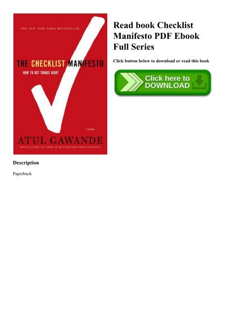 Read book Checklist Manifesto PDF Ebook Full Series