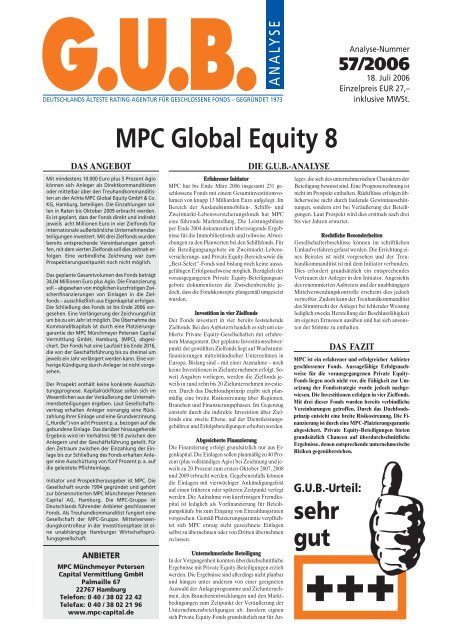 MPC Global Equity 8 - G.U.B.-Fondsguide