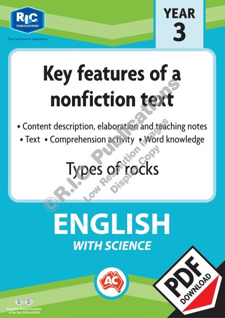 RIC-30061 Types of rocks - Key features of a nonfiction text