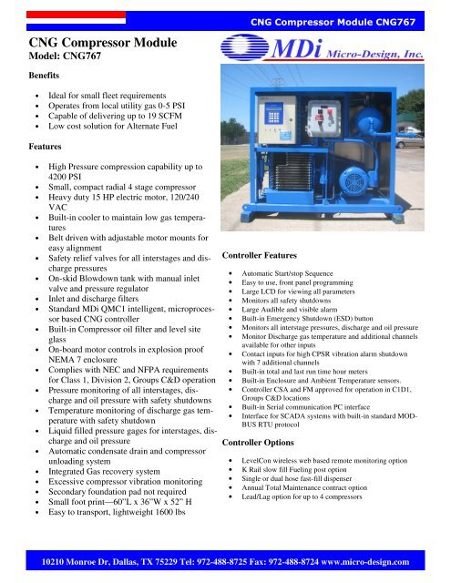 CNG Compressor Module - Micro Design Inc