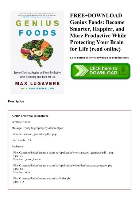 FREE~DOWNLOAD Genius Foods Become Smarter Happier and More Productive ...