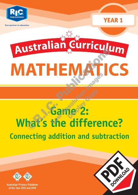 RIC-20285_Maths_games_for_the_Australian_Curriculum_Year_1_Game_2 ...