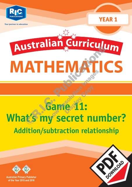 RIC-20294_Maths_games_for_the_Australian_Curriculum_Year_1_Game_11 ...