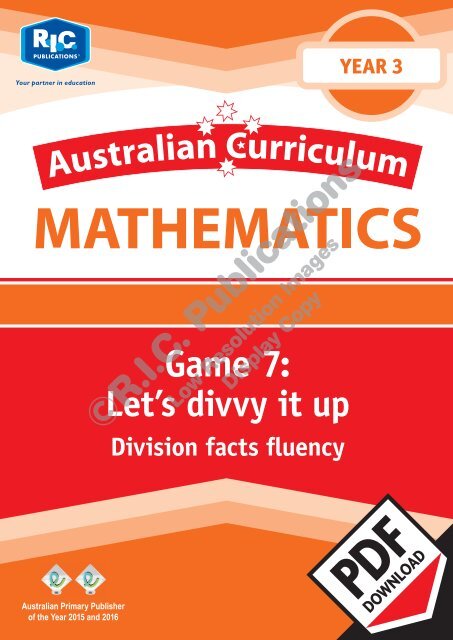RIC-20326_Maths_games_for_the_Australian_Curriculum_Year_3_Game_7 ...