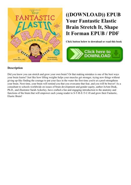 ((DOWNLOAD)) EPUB Your Fantastic Elastic Brain Stretch It Shape It ...