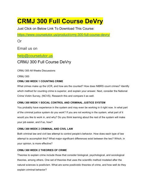 CRMJ 300 Full Course DeVry