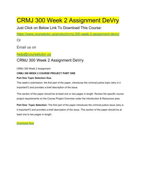 CRMJ 300 Week 2 Assignment DeVry