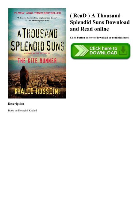 ( ReaD ) A Thousand Splendid Suns Download and Read online