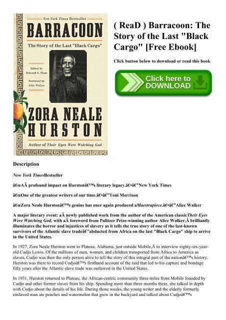 ( ReaD ) Barracoon The Story of the Last Black Cargo [Free Ebook]