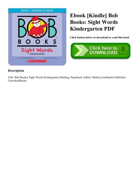 Ebook [Kindle] Bob Books Sight Words Kindergarten PDF