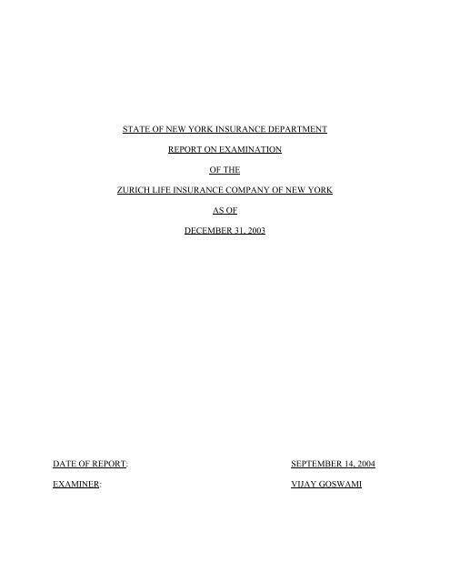 Chase Insurance Life Company of New York - Department of ...