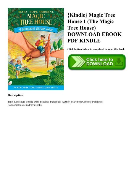 {Kindle} Magic Tree House 1 (The Magic Tree House) DOWNLOAD EBOOK PDF KINDLE