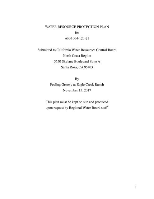 Water Resource Protection Plan