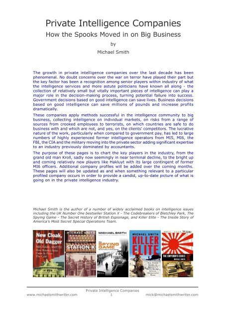 Private Intelligence Companies - Michael Smith