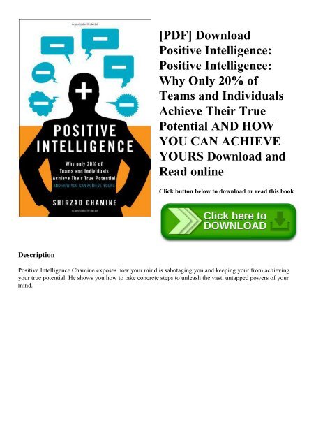 [PDF] Download Positive Intelligence Positive Intelligence Why Only 20% ...