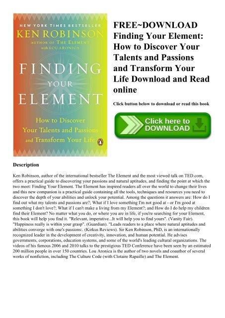 FREE~DOWNLOAD Finding Your Element How to Discover Your Talents and ...