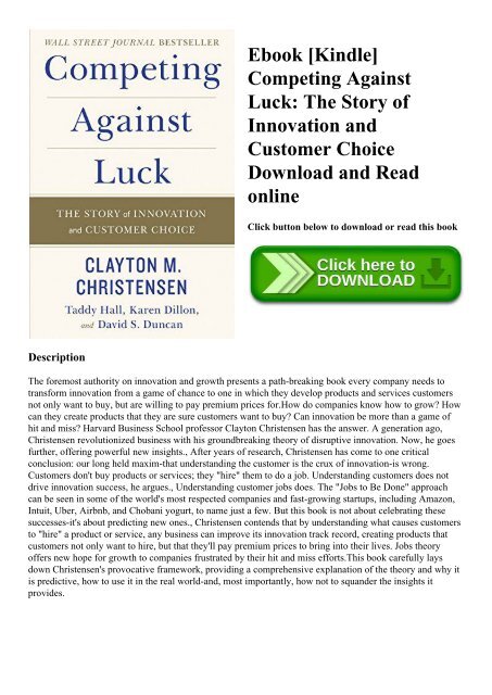 Ebook [Kindle] Competing Against Luck The Story of Innovation and ...