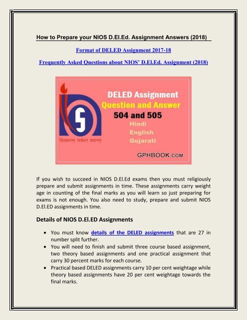 How to Prepare Your NIOS DELEd Assignment