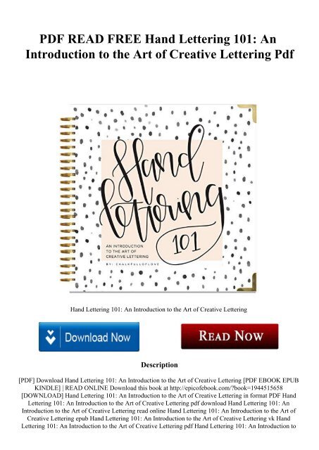 PDF READ FREE Hand Lettering 101 An Introduction to the Art of Creative ...