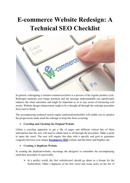E-commerce Website Redesign A Technical SEO Checklist