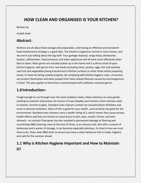 How can we keep our kitchen clean and hygienic?